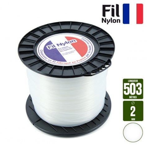 Fil débroussailleuse Rond Nylon Blanc 2 mm x 503 m. Bobine